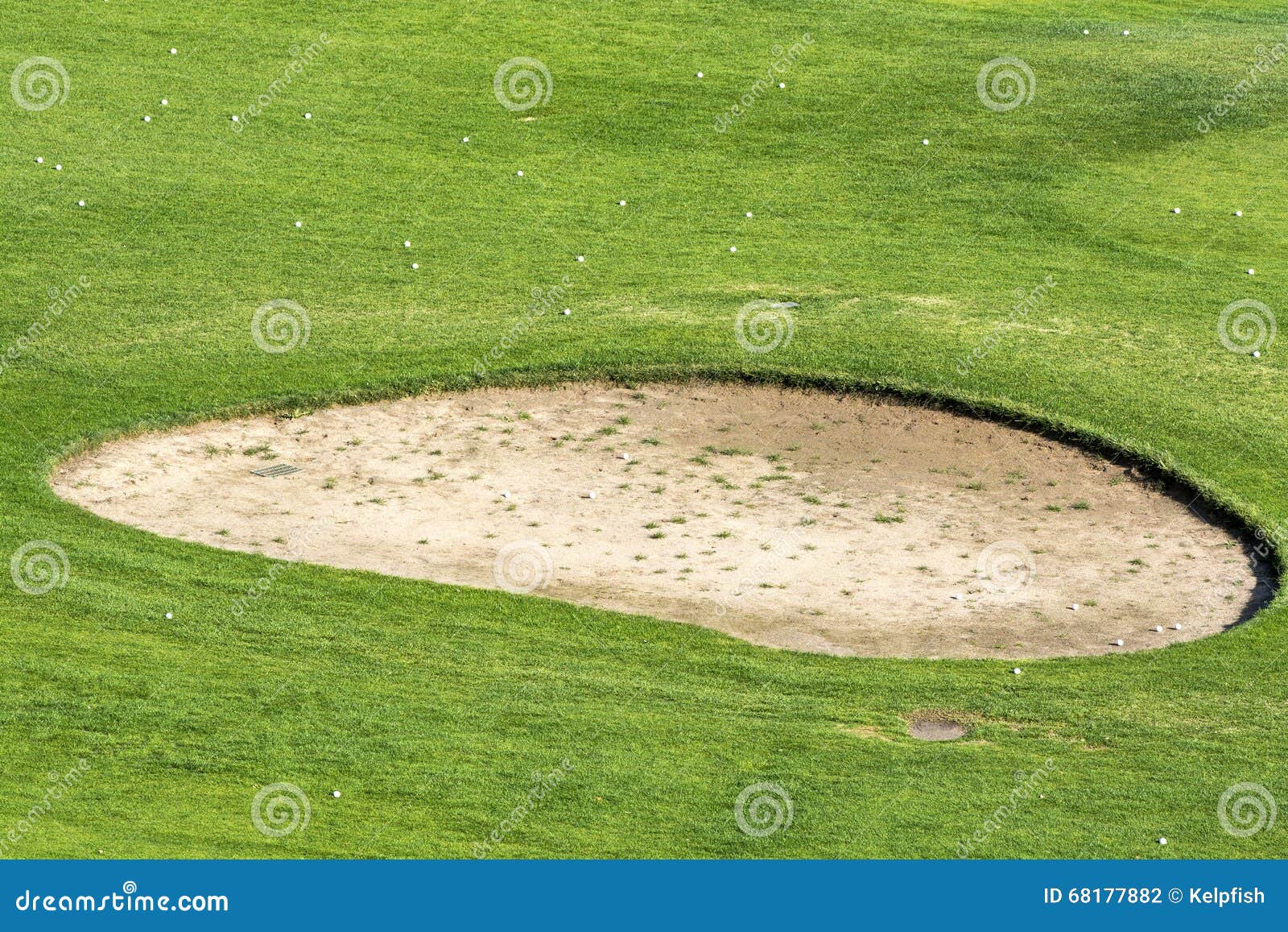 Golf course sand pit stock photo. Image of sand, landscaped - 68177882