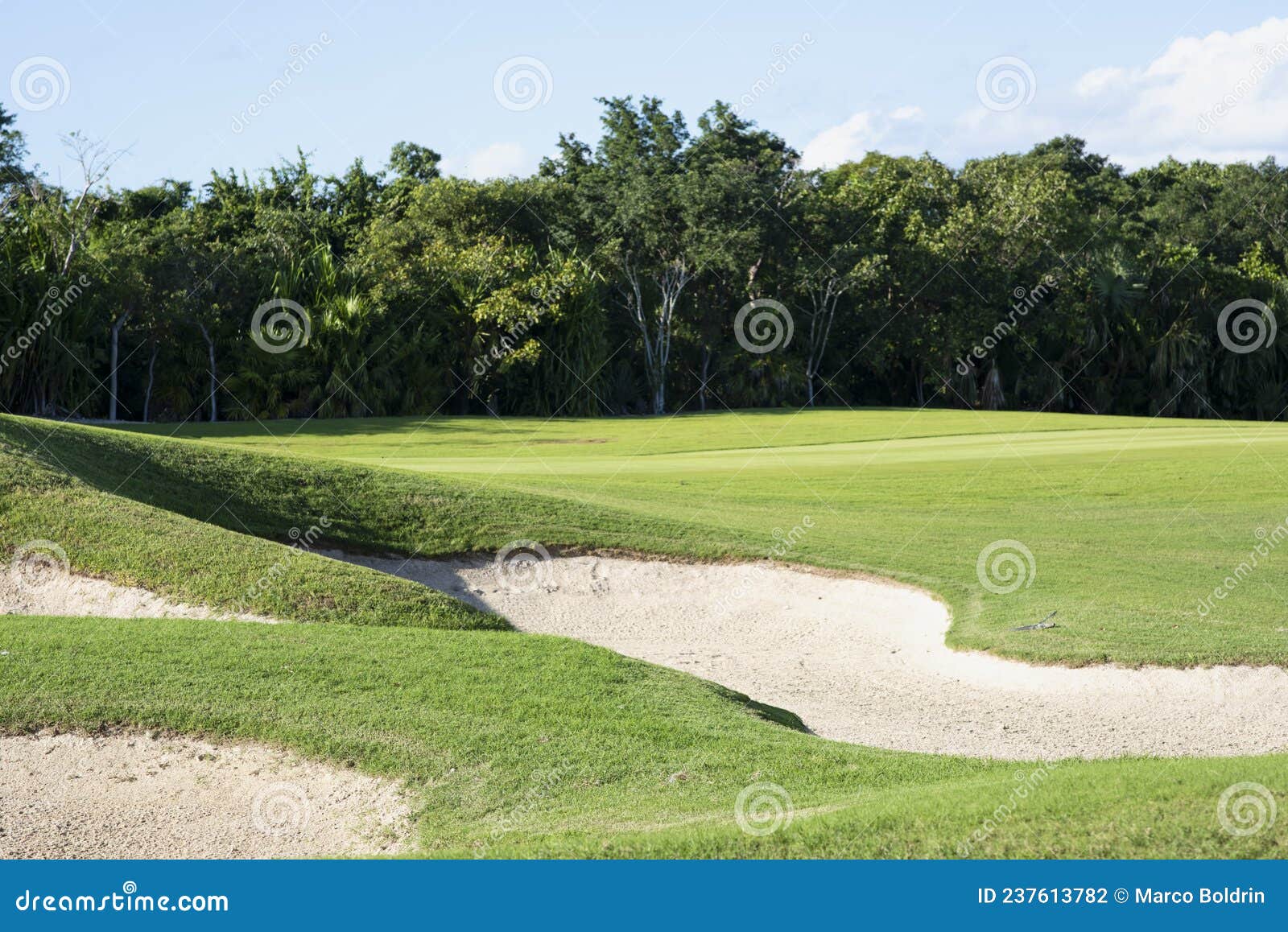 A golf course sand pit stock photo. Image of ground - 237613782