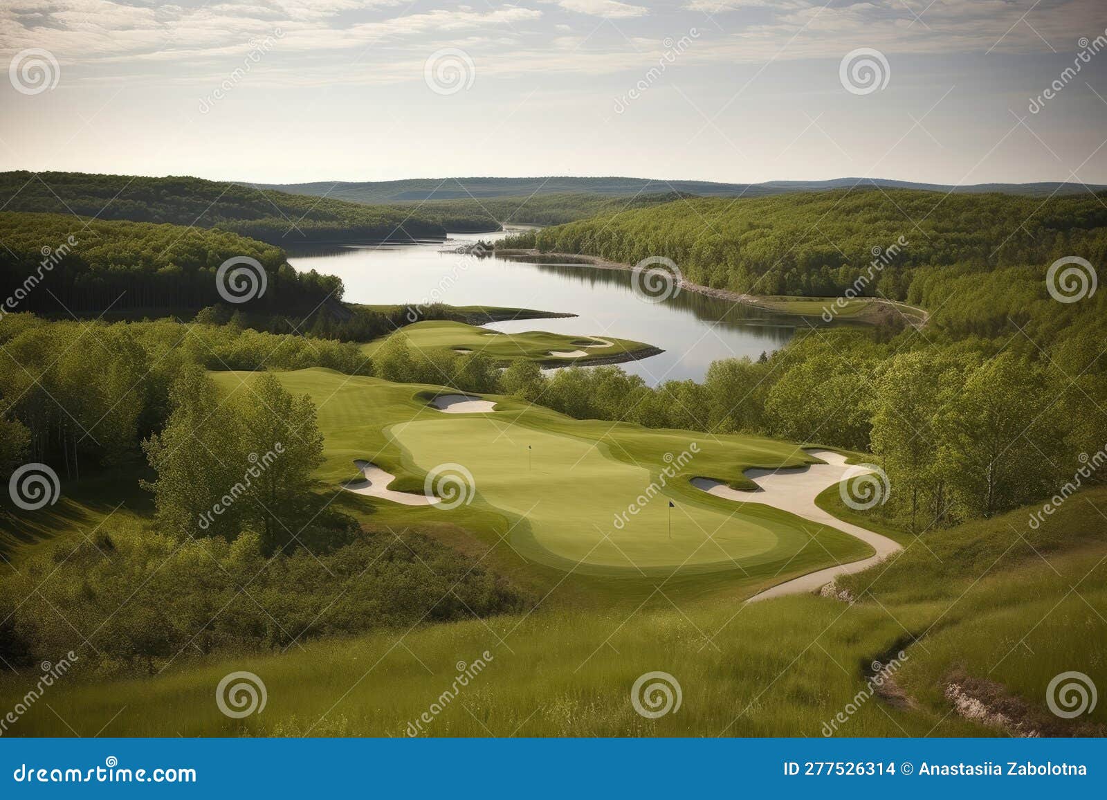 Golf Course with Scenic View. Generative AI Stock Illustration ...