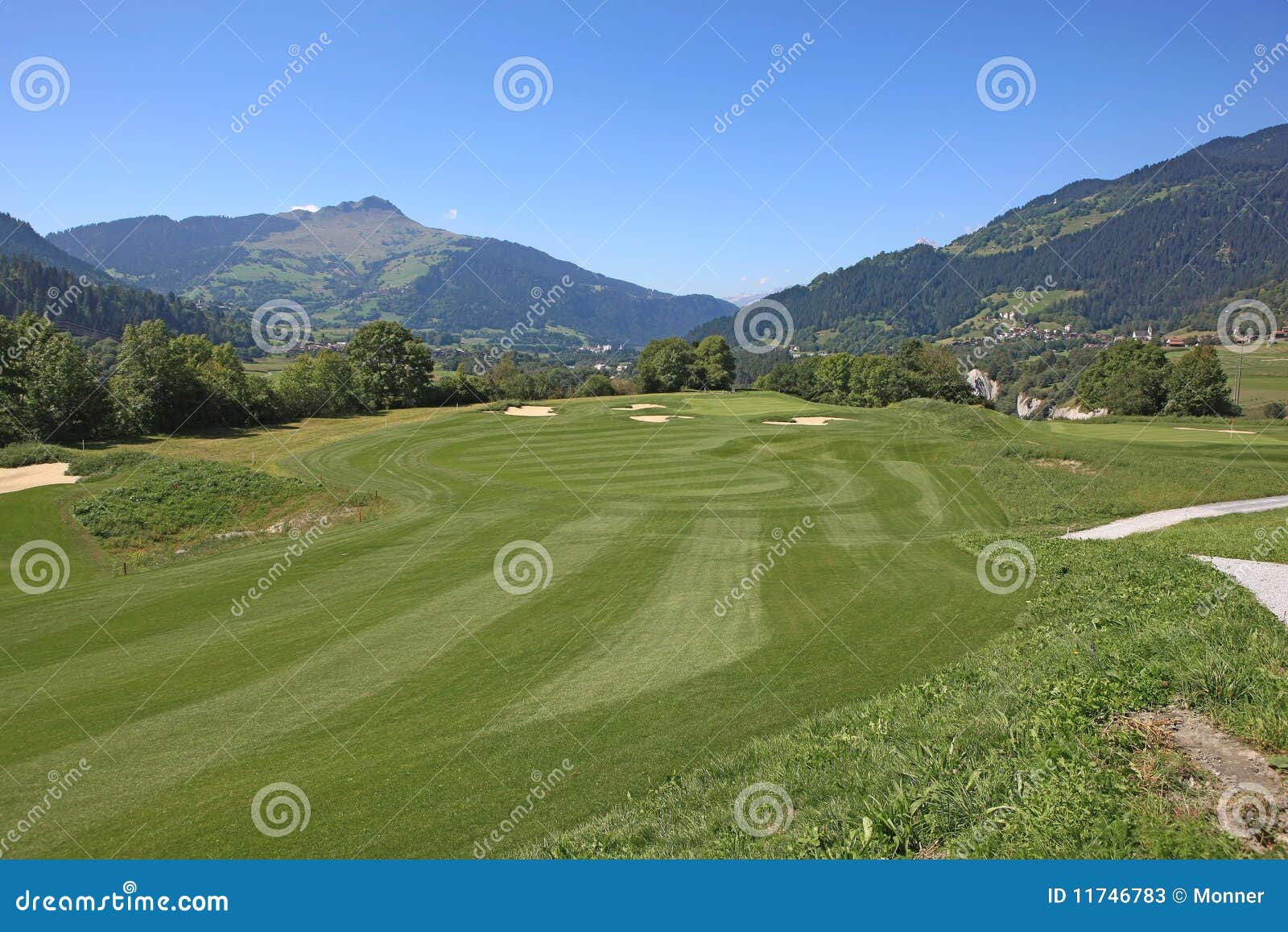 Golf Course Schluein - Sagogn, Switzerland Stock Image - Image of sand ...