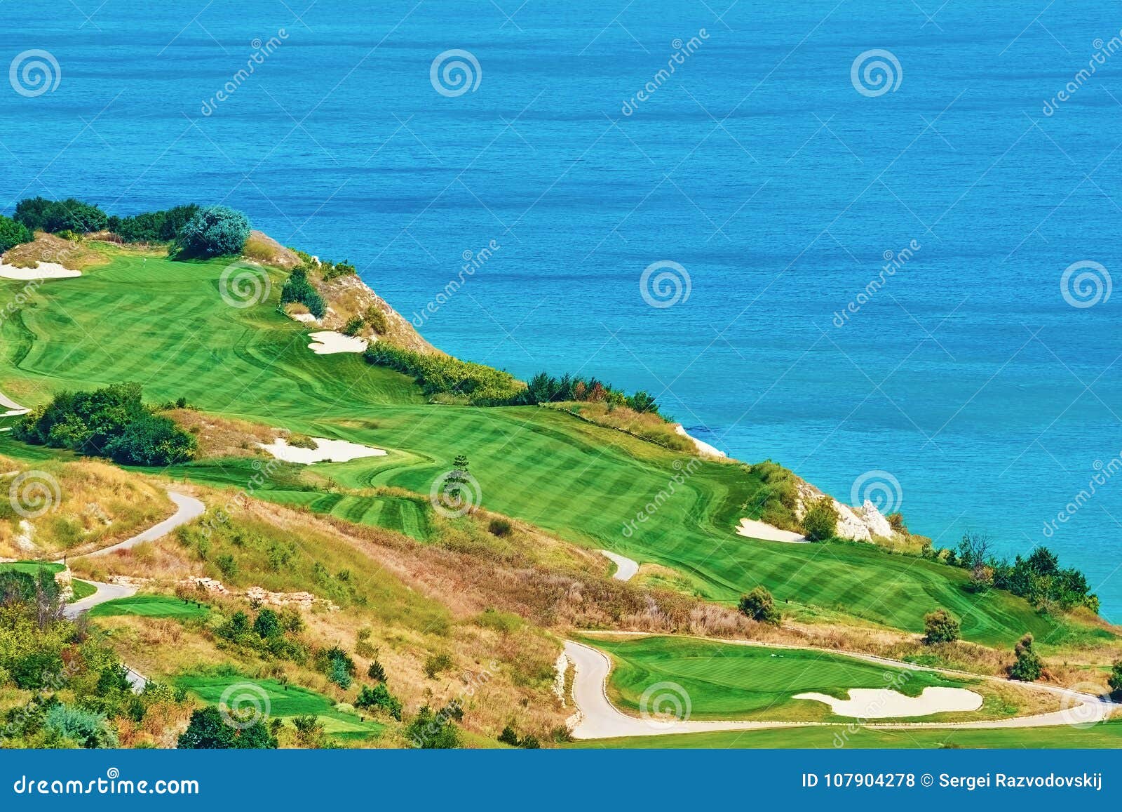 Golf Course on the Sea Shore Stock Photo - Image of ecological, seaside ...