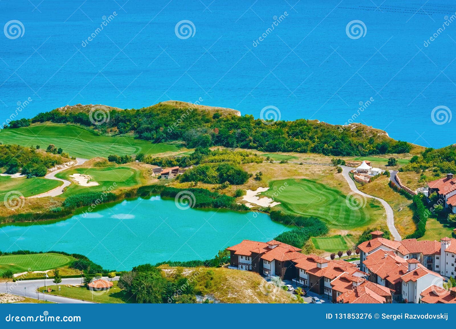 Golf Course on the Sea Shore Stock Photo - Image of lawn, ecosystem ...
