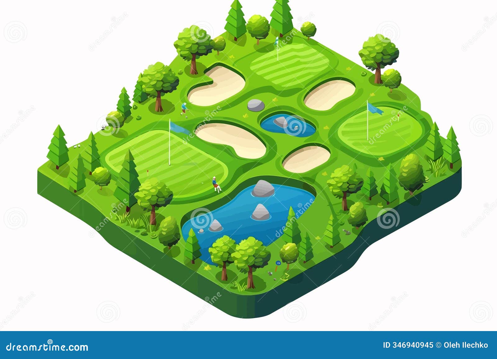 Golf Course Set Isometric Isolated Stock Vector - Illustration of ...