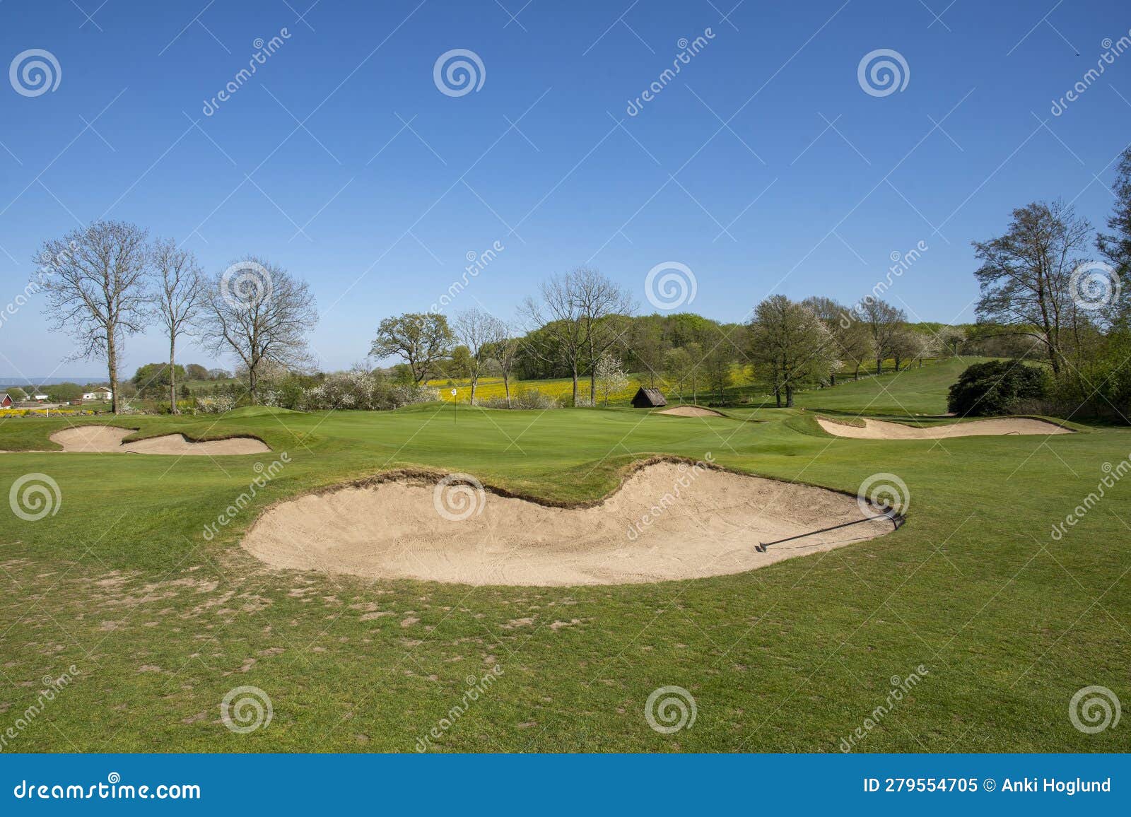 Golf Course with Small Hut in the South of Sweden Stock Image - Image ...