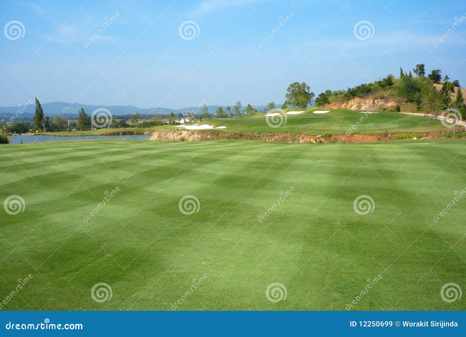Golf Course on a sunny day stock image. Image of pursuit - 12250699