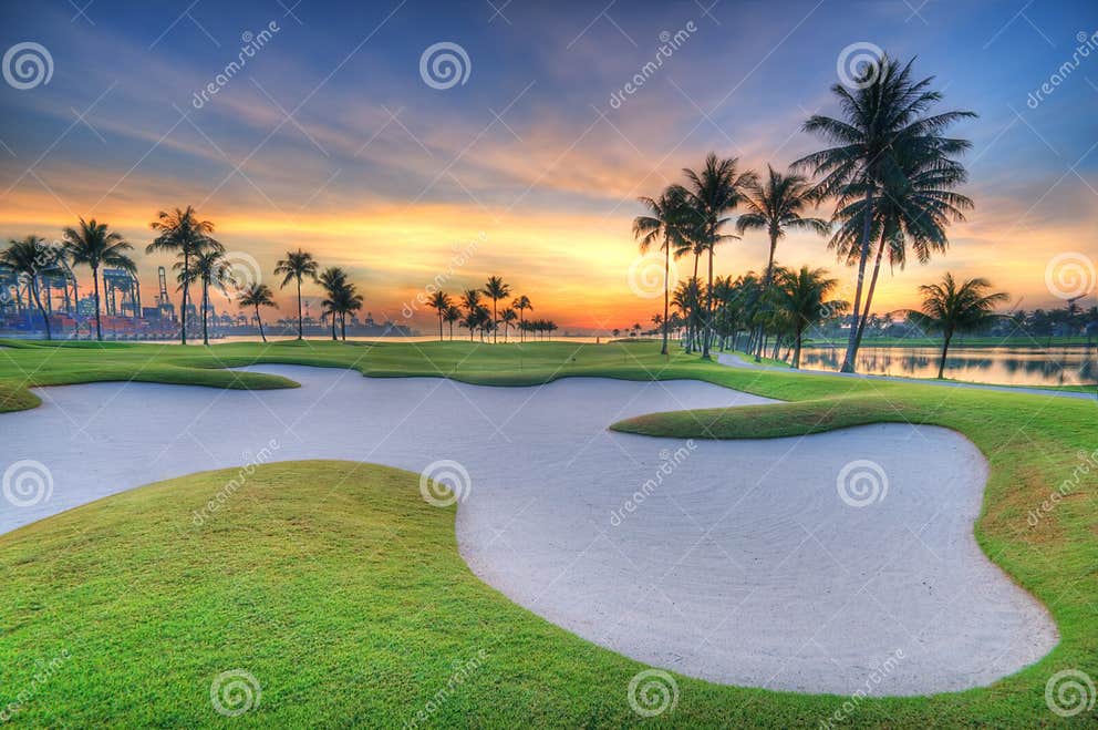 Golf course sunrise stock photo. Image of sunrise, sand - 4865012