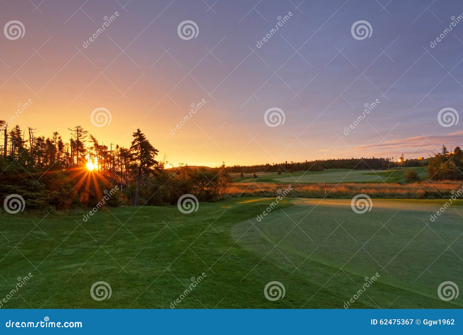 Golf course sunrise stock image. Image of lifestyle, leisure - 62475367