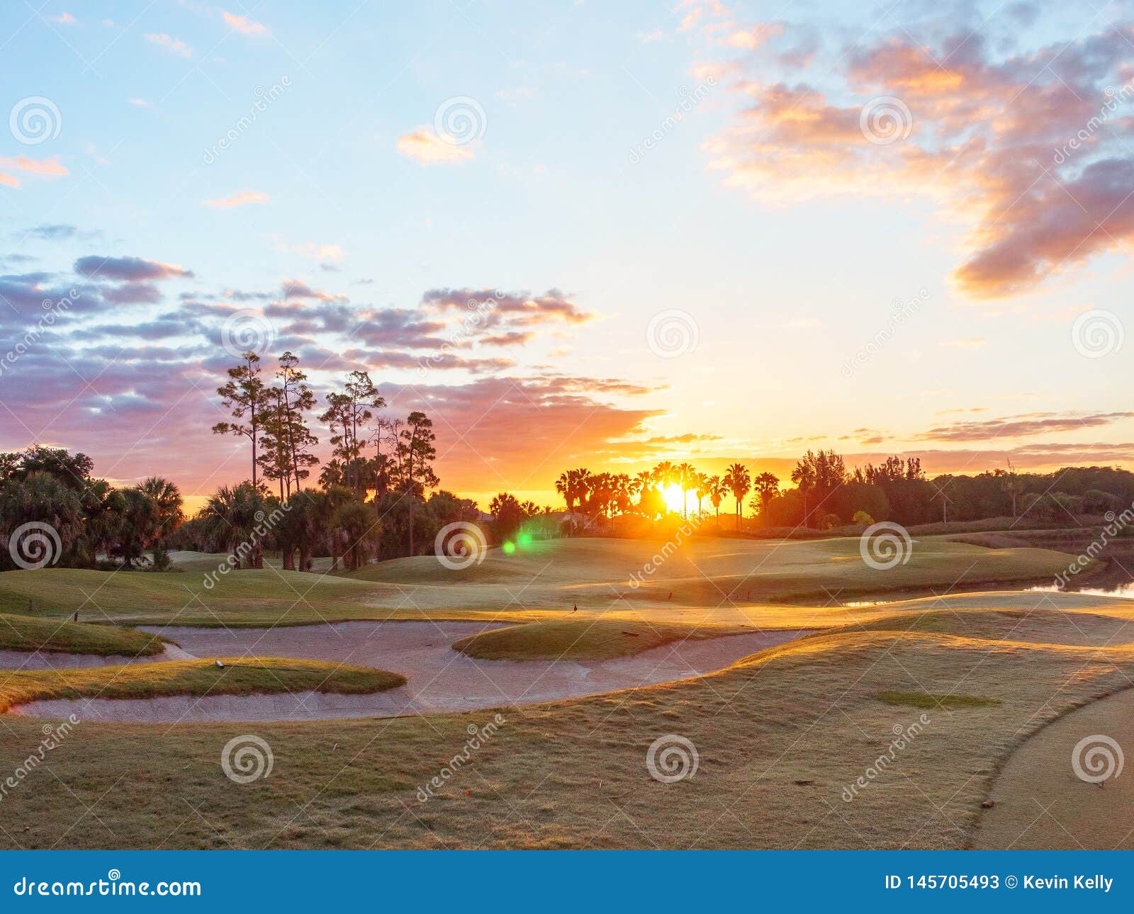 Golf Course Sunrise / Sunset in Florida Stock Image - Image of sunset ...