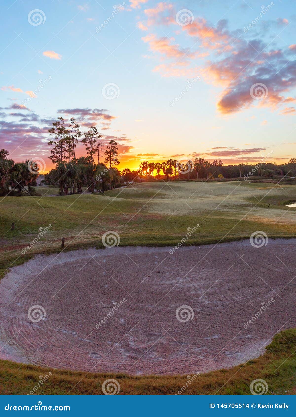 Golf Course Sunrise / Sunset in Florida Stock Photo - Image of south ...