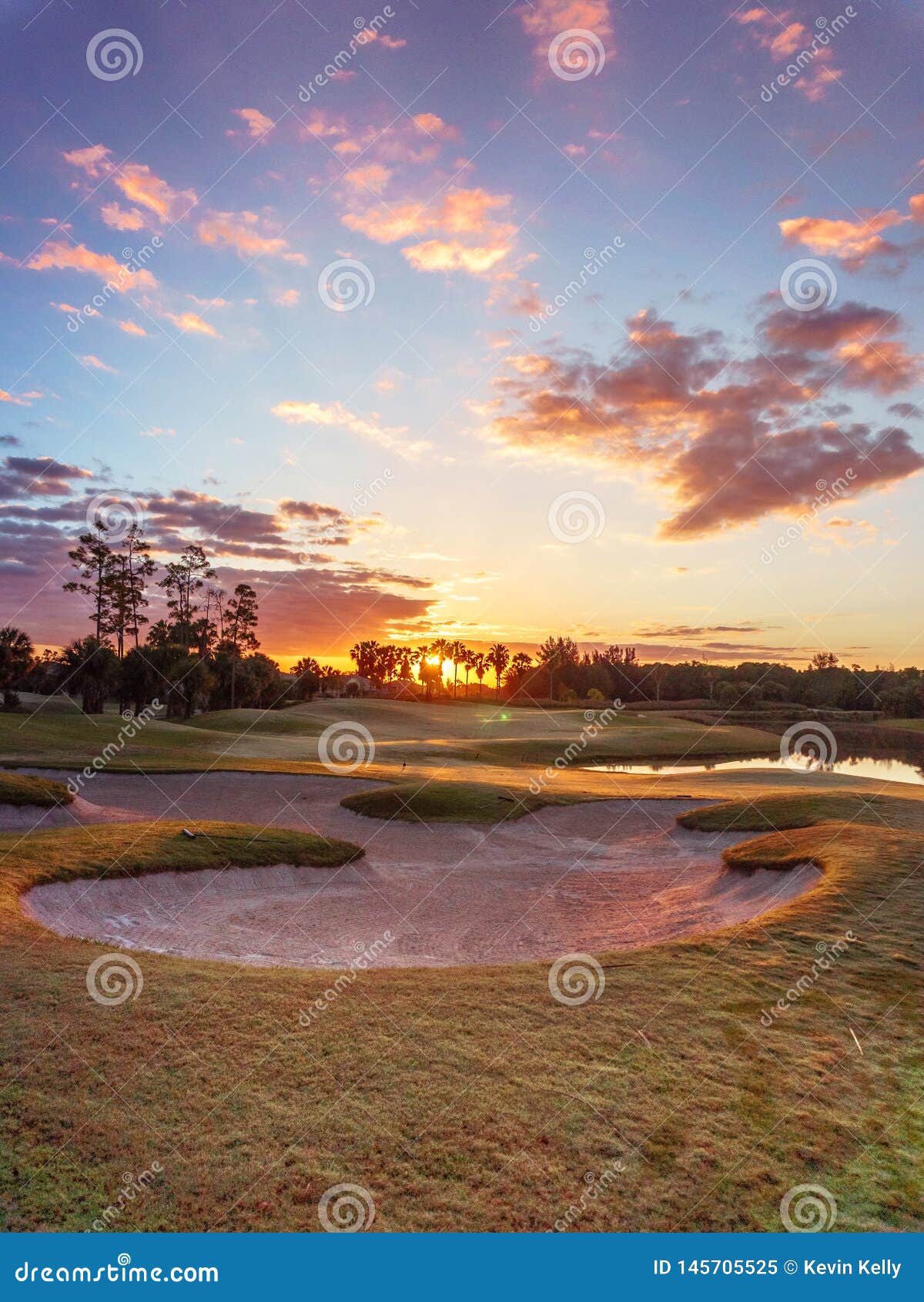 Golf Course Sunrise / Sunset in Florida Stock Image - Image of sandtrap ...