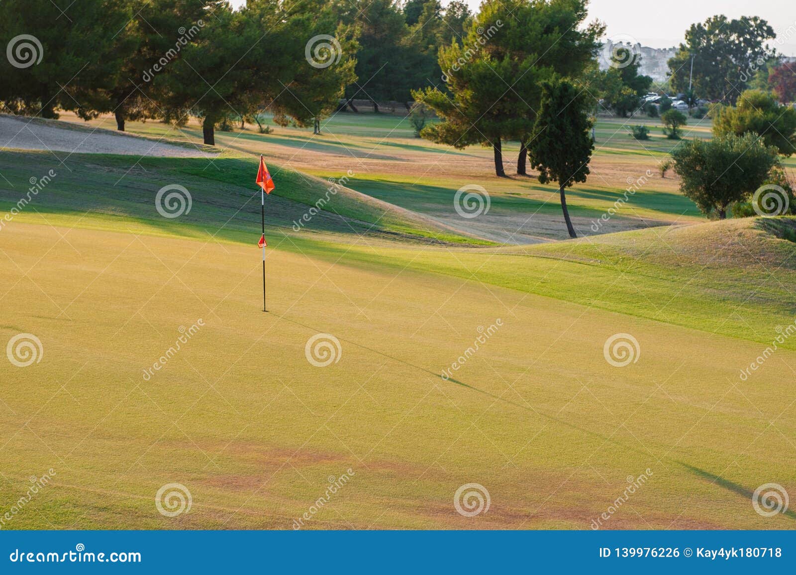 Golf Course at Sunset, Empty Golf Club Stock Photo - Image of hobby ...
