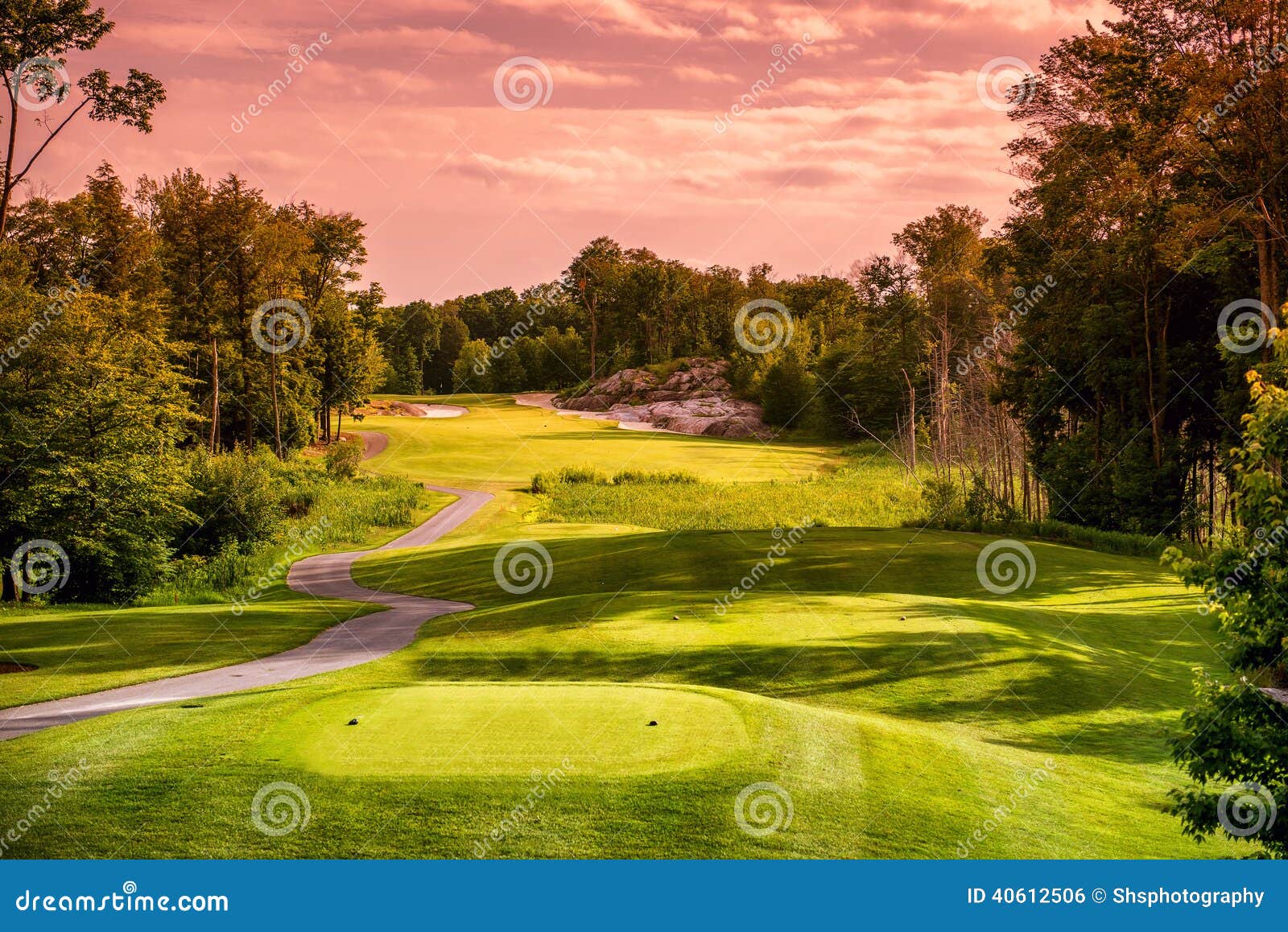 Golf Course at Sunset stock photo. Image of minett, game - 40612506
