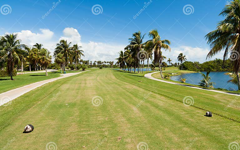 Golf Course Tee Box stock image. Image of blue, water - 16075543