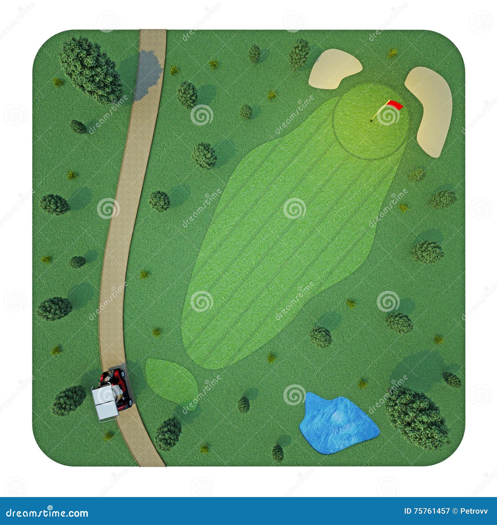 Golf course. top view stock illustration. Illustration of flag - 75761457