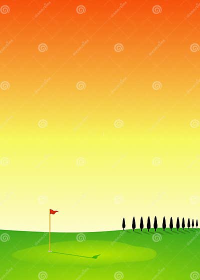 Golf course with trees stock illustration. Illustration of hole - 3578634