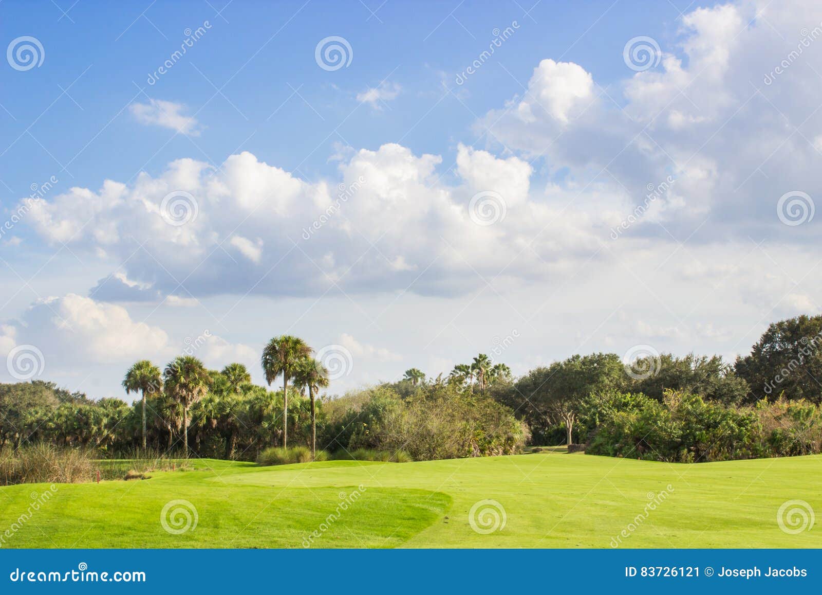 Golf Course Under Beautiful Sky Stock Image - Image of clouds, hills ...