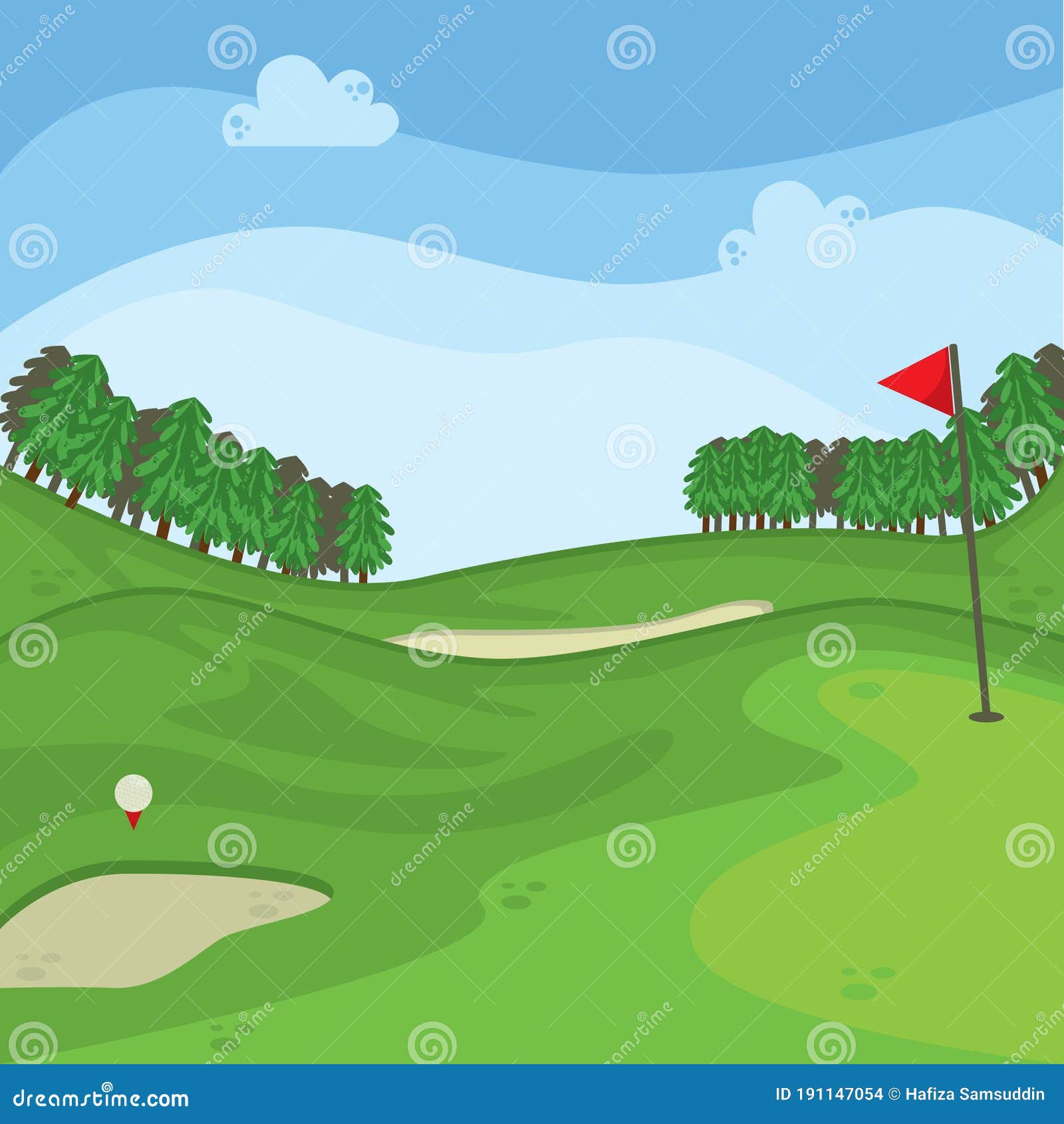 Golf Course. Vector Illustration Decorative Design Stock Vector ...