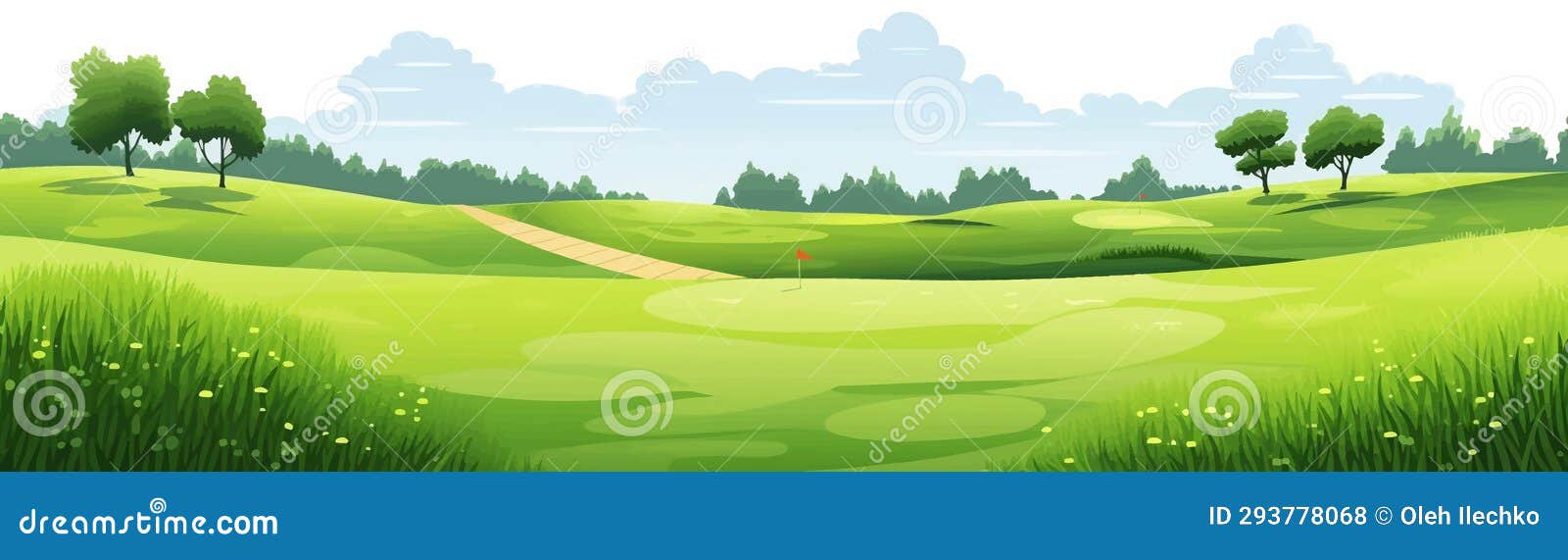 Golf Course Vector Simple 3d Smooth Cut and Paste Isolated Illustration ...