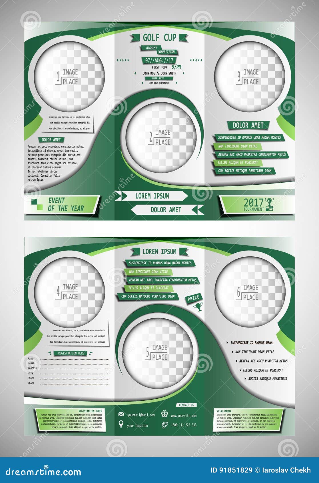 Golf cup tri fold brochure stock illustration. Illustration of golfing ...