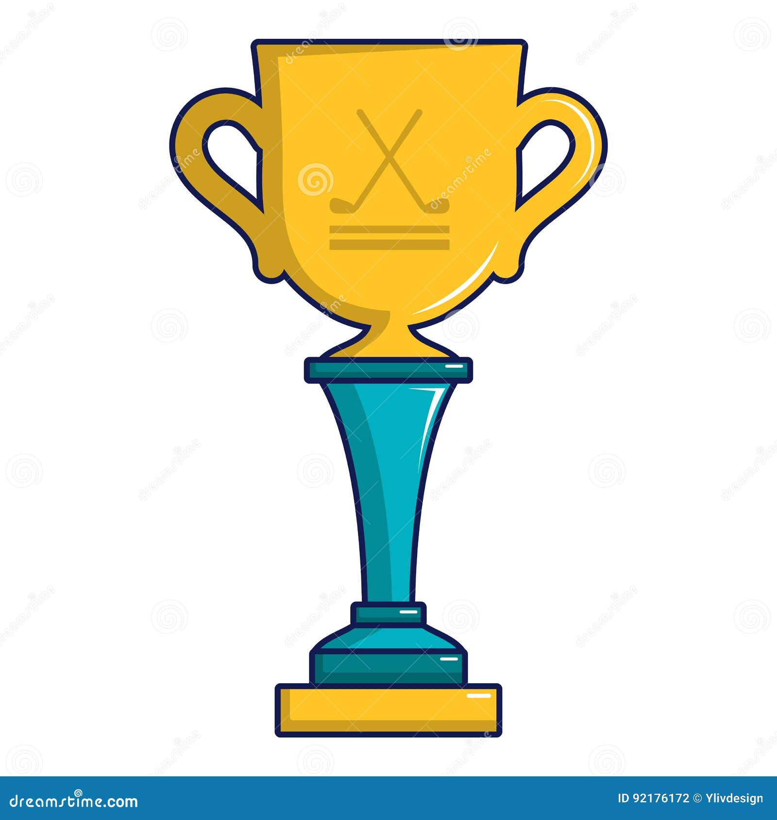 Golf Cup Winner Gold Icon, Cartoon Style Stock Vector - Illustration of ...