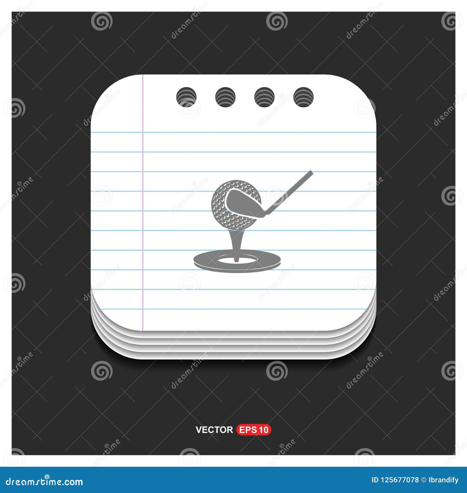 Golf Design Icon Gray Icon on Notepad Style Template Vector EPS Stock ...