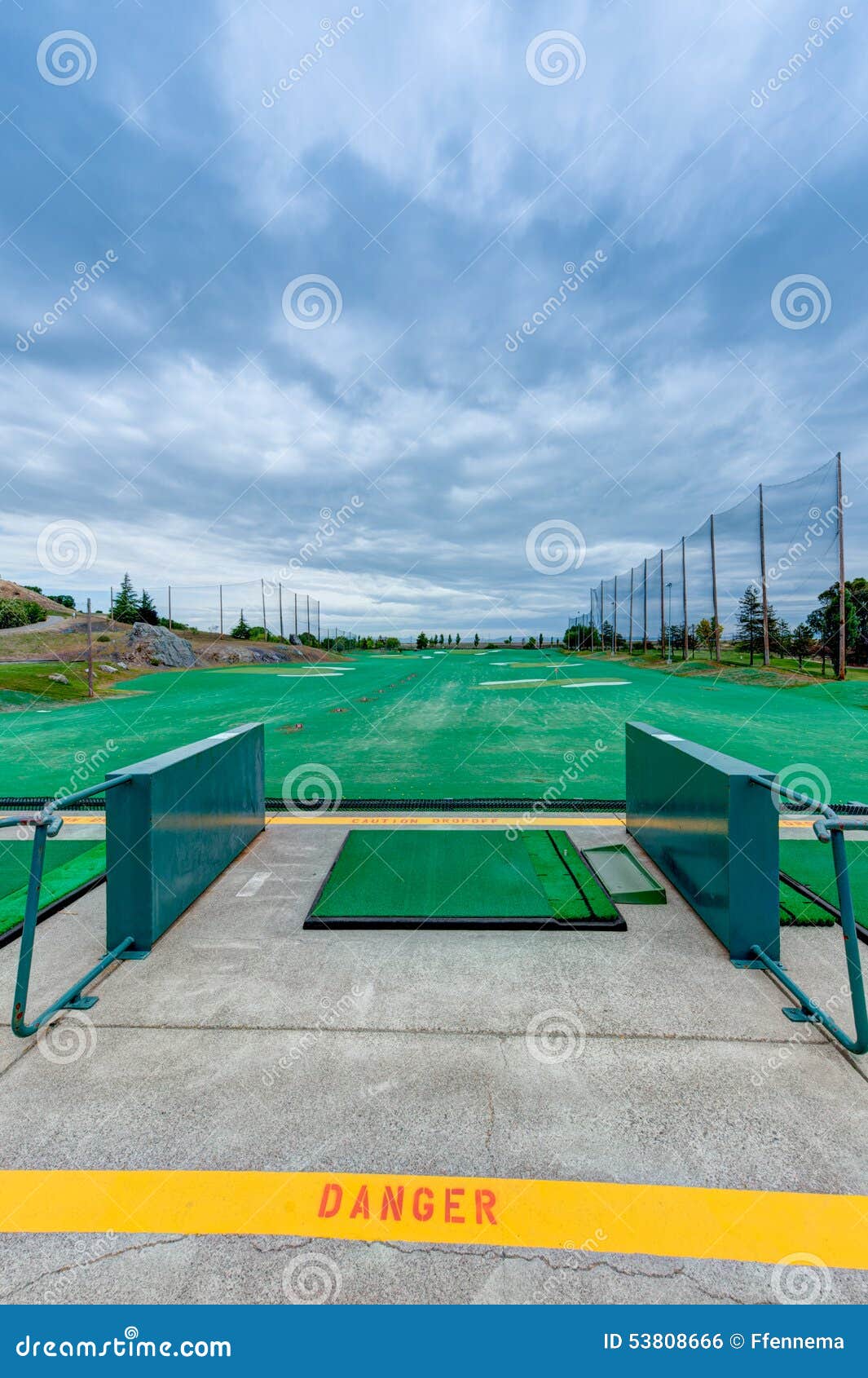 Golf Driving Range Stations Above Ground Stock Photo - Image of golf ...