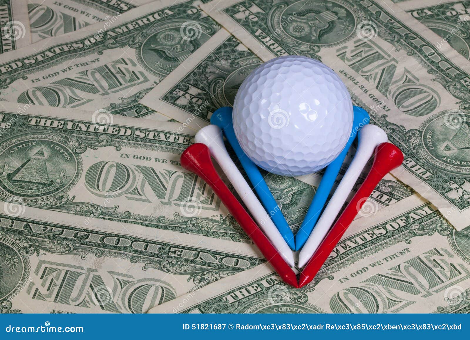 Golf Equipments and US Money Stock Image - Image of golfer, banknote ...