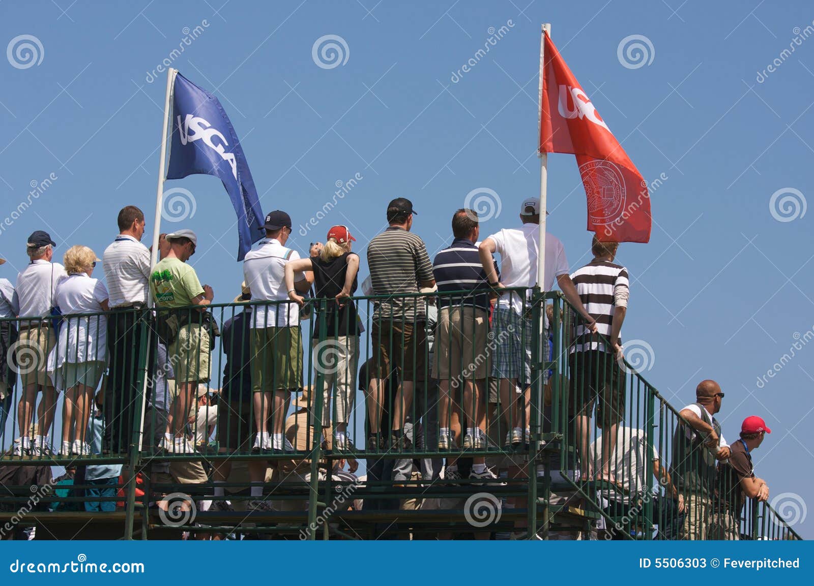 Golf Fans Watch from Bleachers Editorial Stock Photo - Image of woods ...