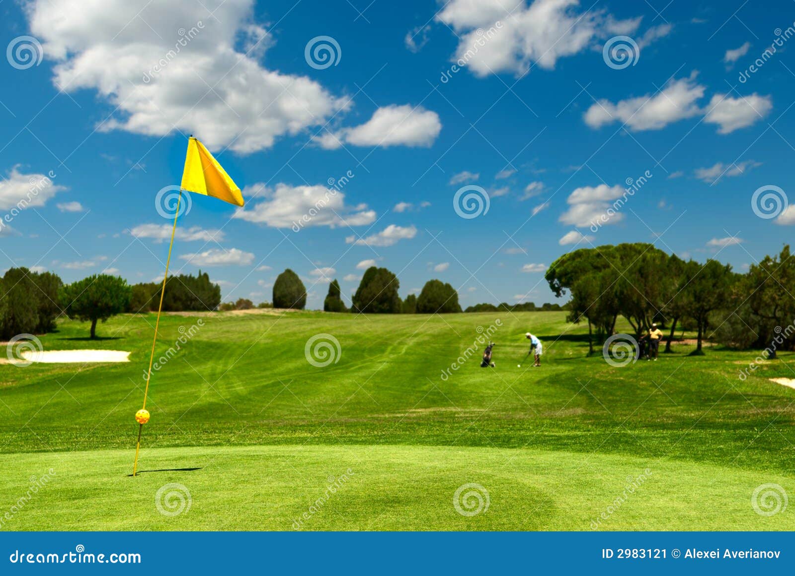 Golf field stock image. Image of hole, idyllic, people - 2983121