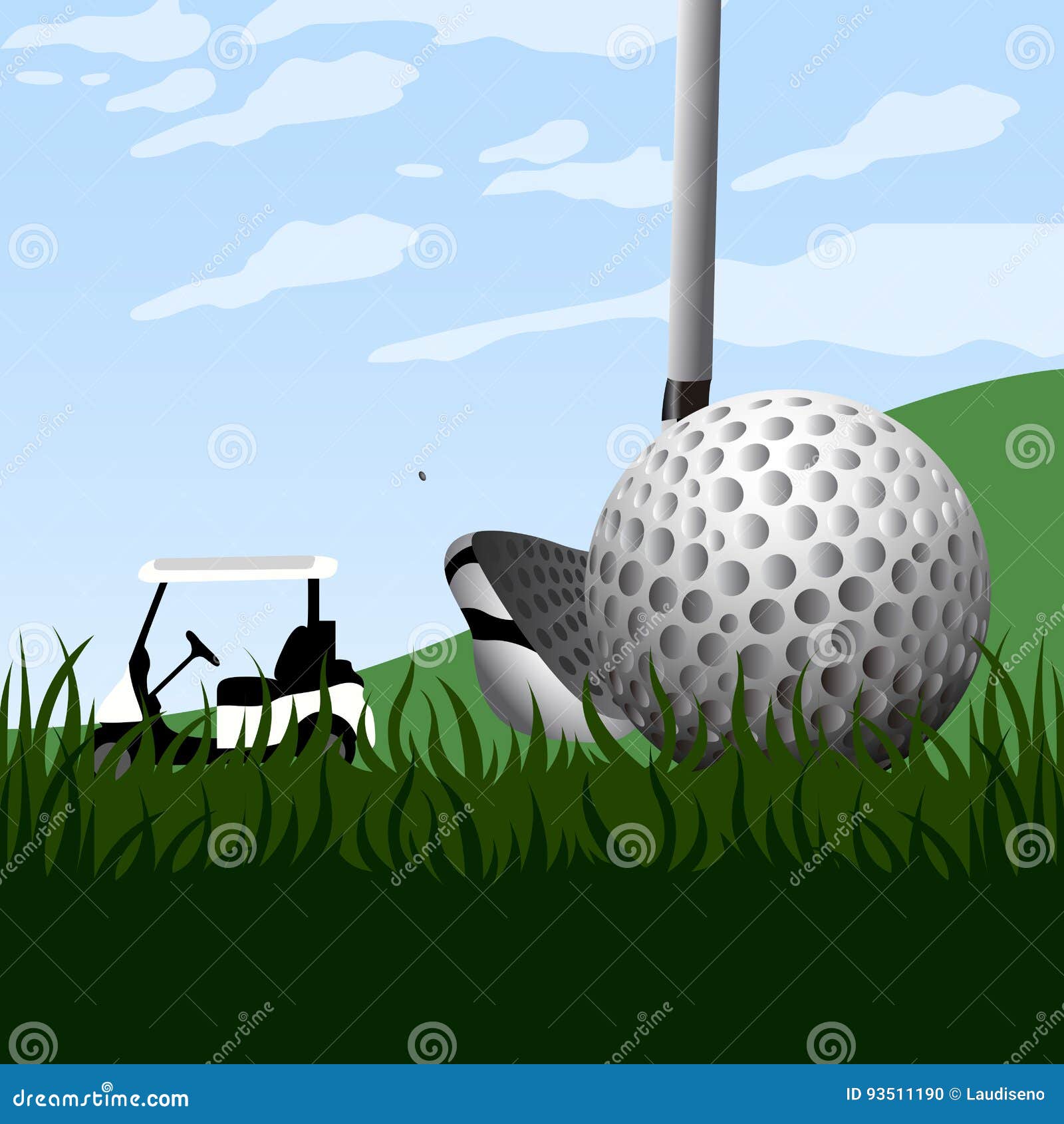 Golf field landscape stock vector. Illustration of equipment - 93511190