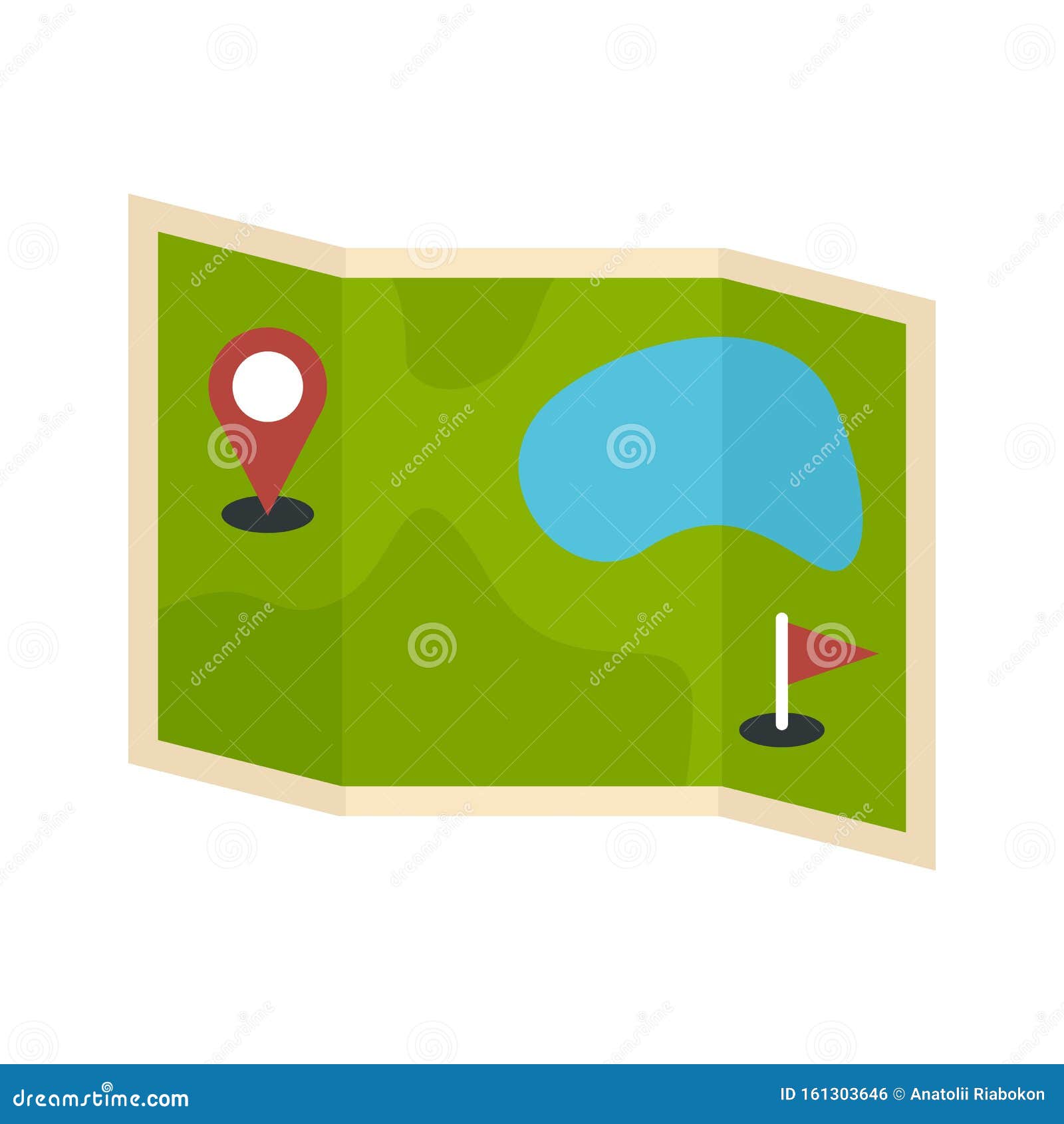 Golf Field Map Icon, Flat Style Stock Vector - Illustration of distance ...