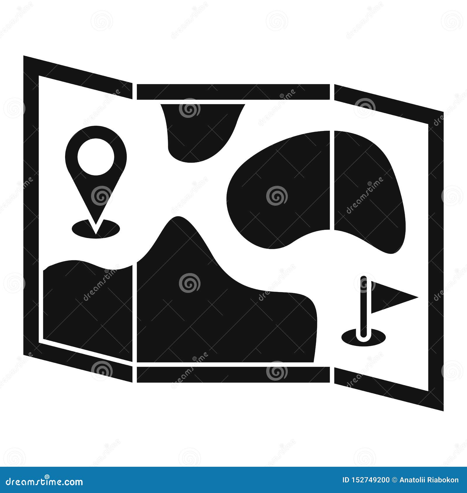 Golf Field Map Icon, Simple Style Stock Vector - Illustration of ...