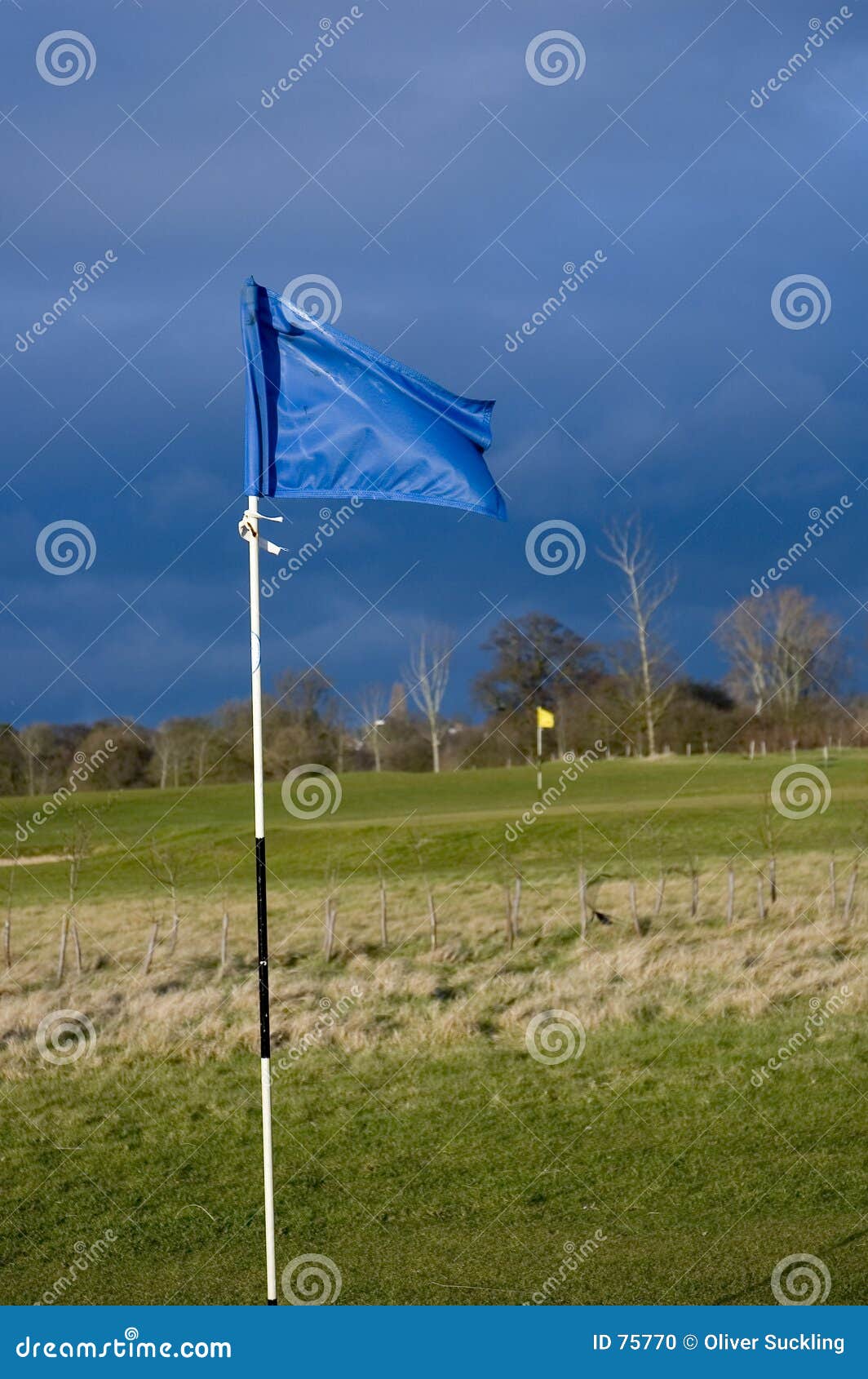 Golf flag stock photo. Image of contrast, evening, blue - 75770