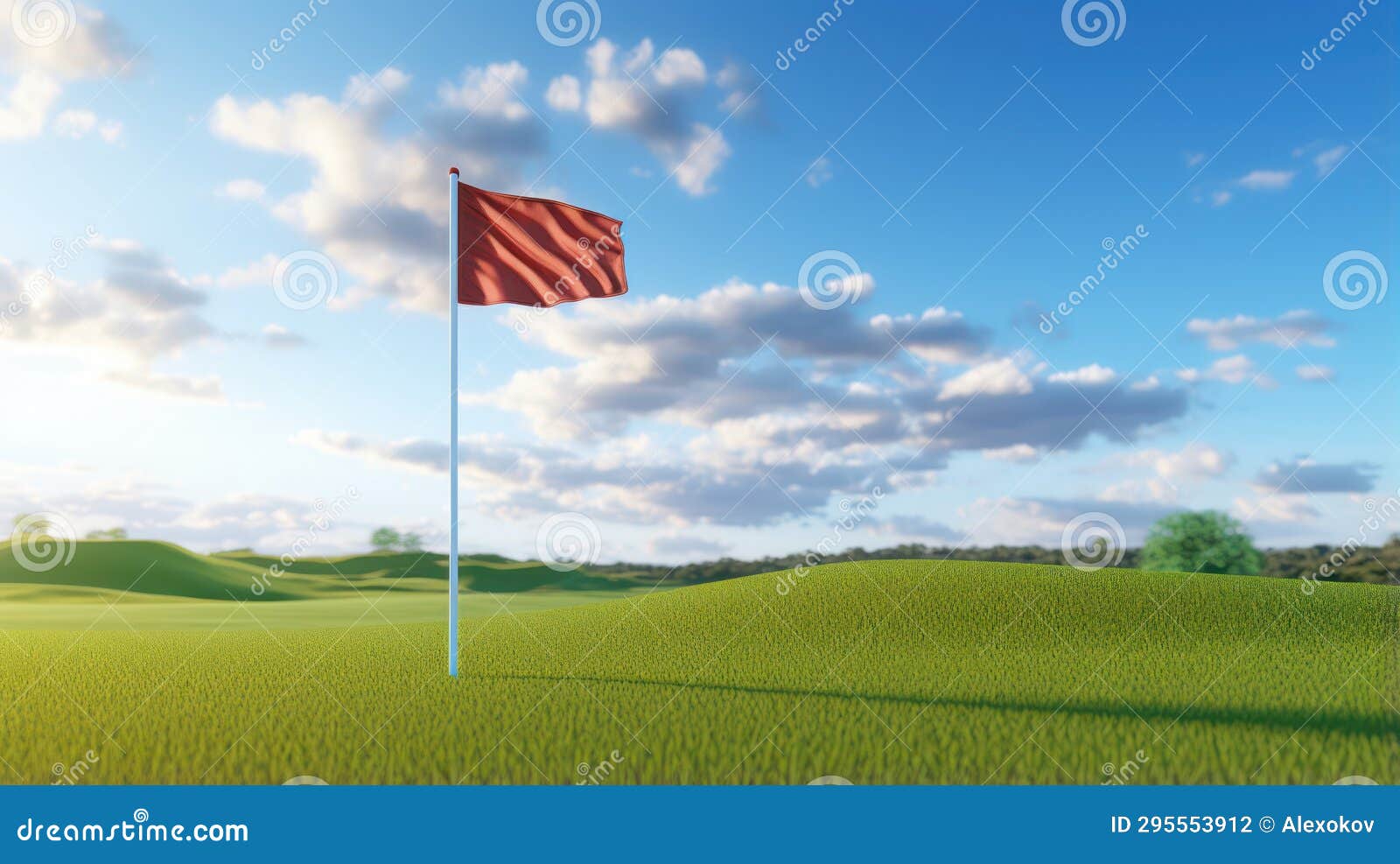 Golf Flag on the Green Field. 3D Render Illustration Stock Illustration ...