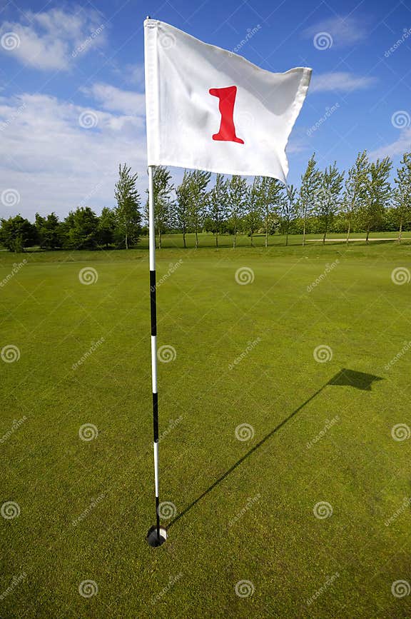 Golf flag number one stock photo. Image of clouds, outdoors - 2577626