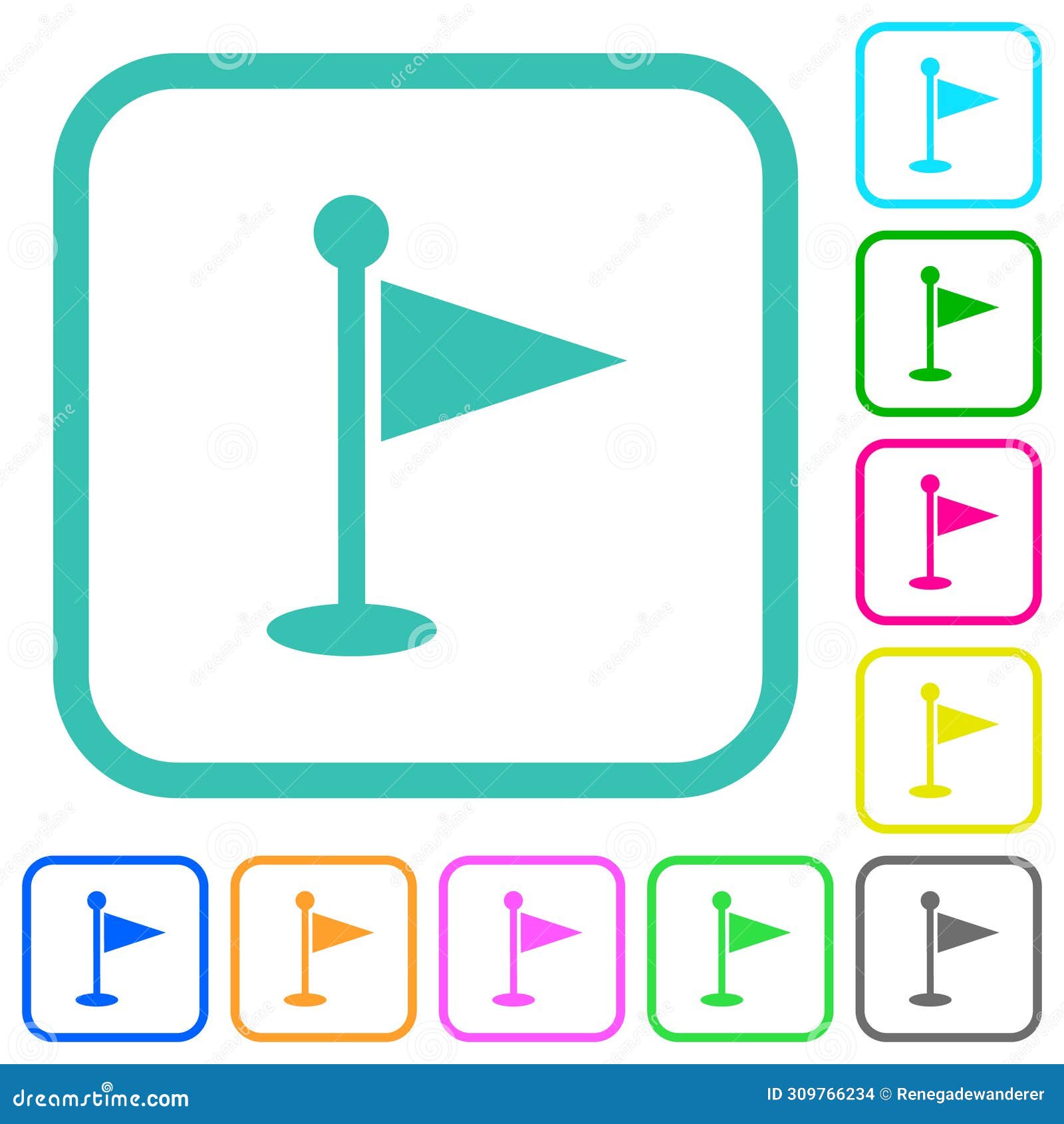 Golf Flag Solid Vivid Colored Flat Icons Stock Illustration ...