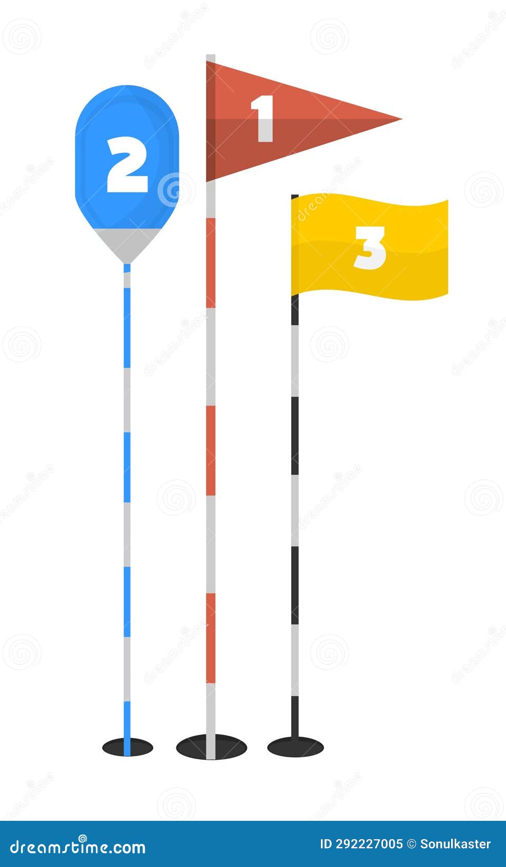 Golf Flags Set Isolated On White Background, Flat Element For Golfing ...