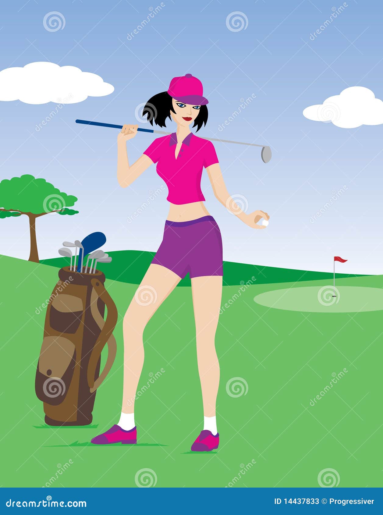Golf Girl stock vector. Illustration of teen, sporty - 14437833