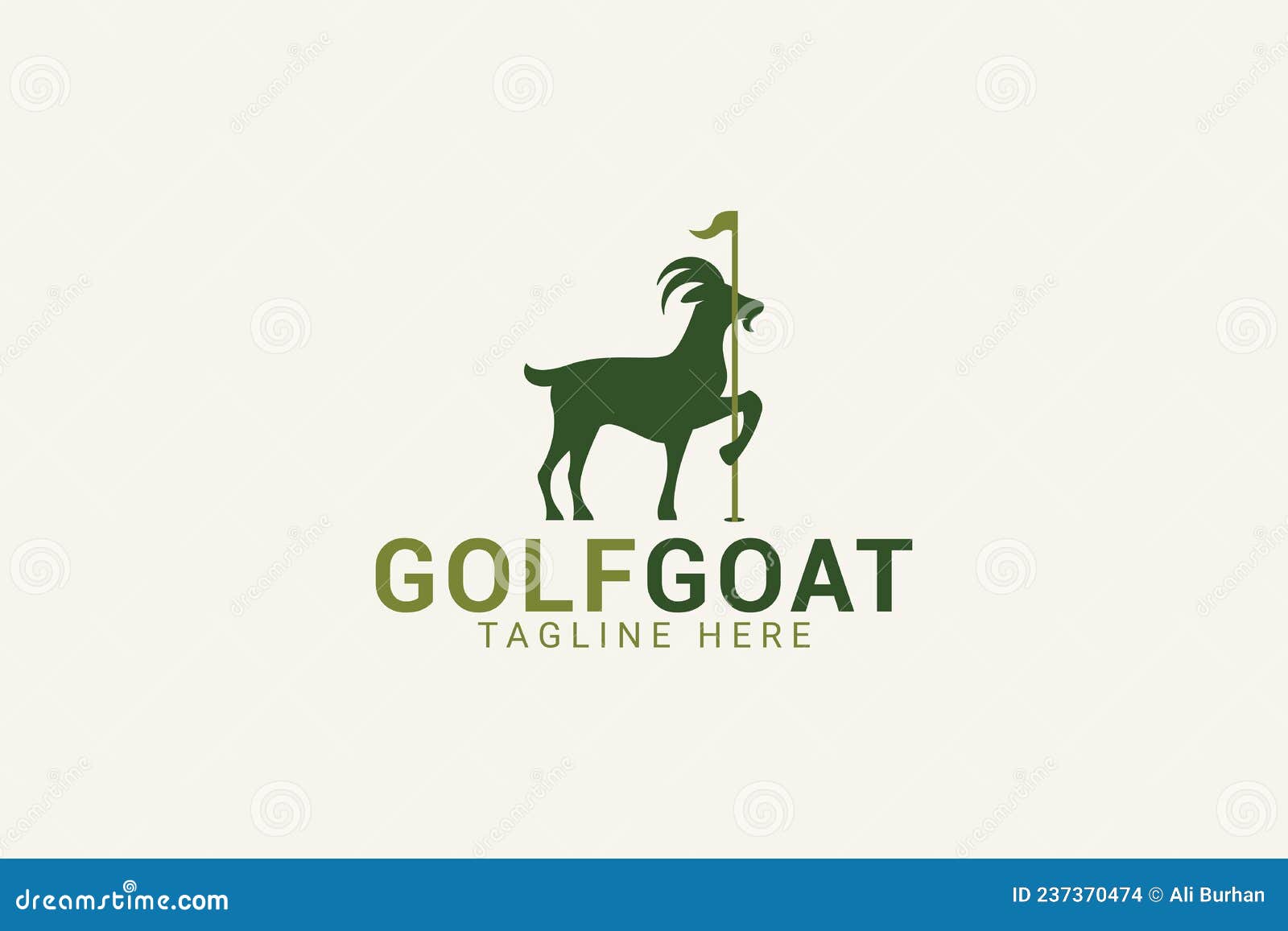 Golf Goat Logo with an Image of Agoat Holding a Golf Flag Stock Vector ...