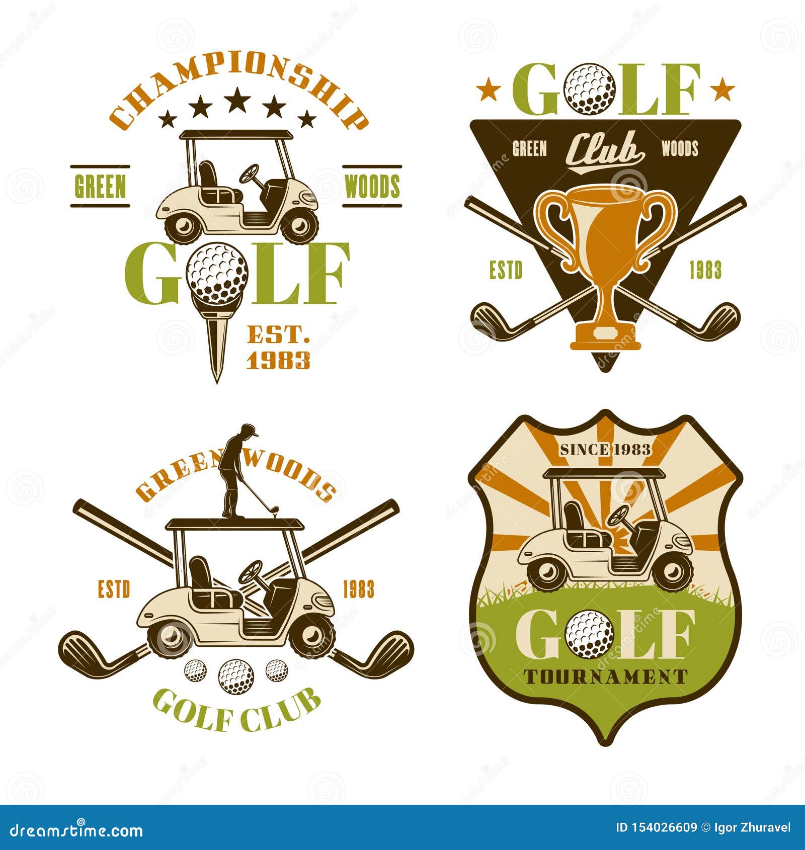 Golfing Logos Cartoon Vector | CartoonDealer.com #5198119