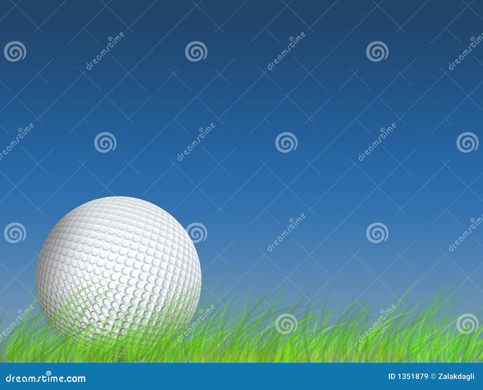 Golf Scene With Gold Ball On The Fairway And Cart In The Background ...