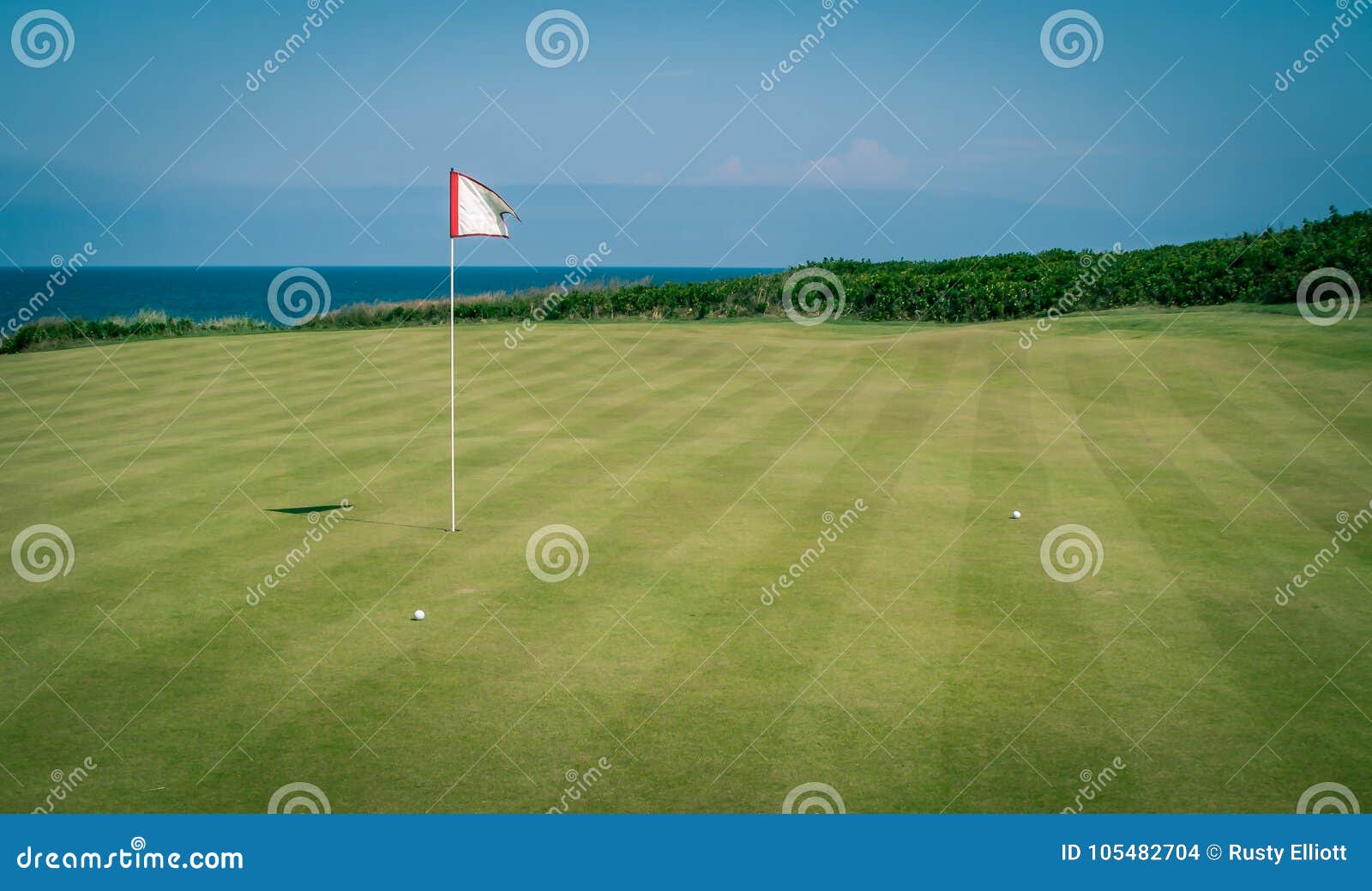 Golf flag and green stock photo. Image of hole, landscape - 105482704
