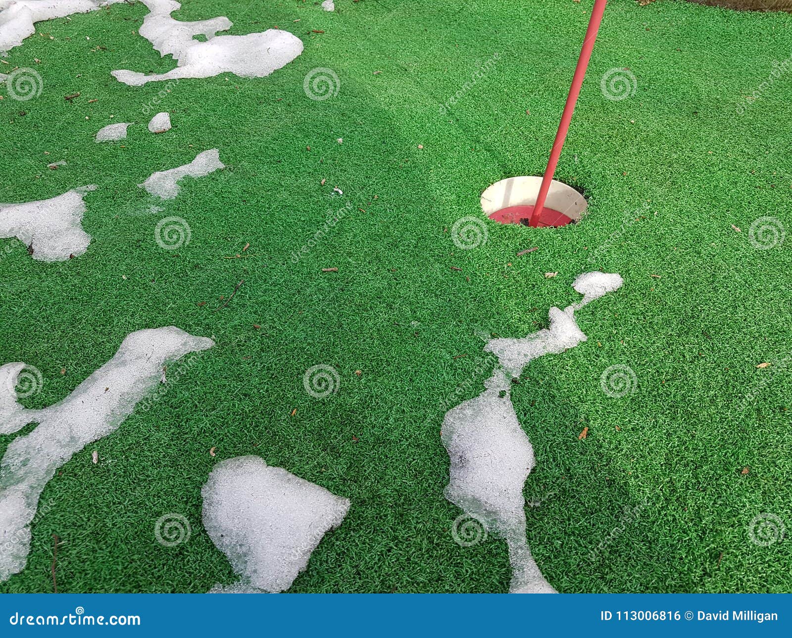 Golf Green in Winter with Snow Stock Photo - Image of hole, green ...