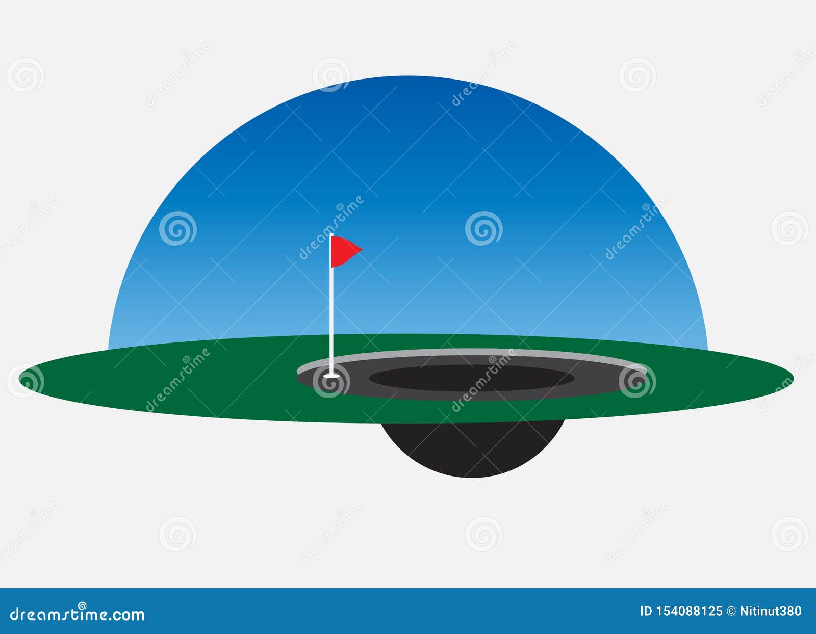 Golf Hole on Greenfield Vector Stock Illustration - Illustration of ...