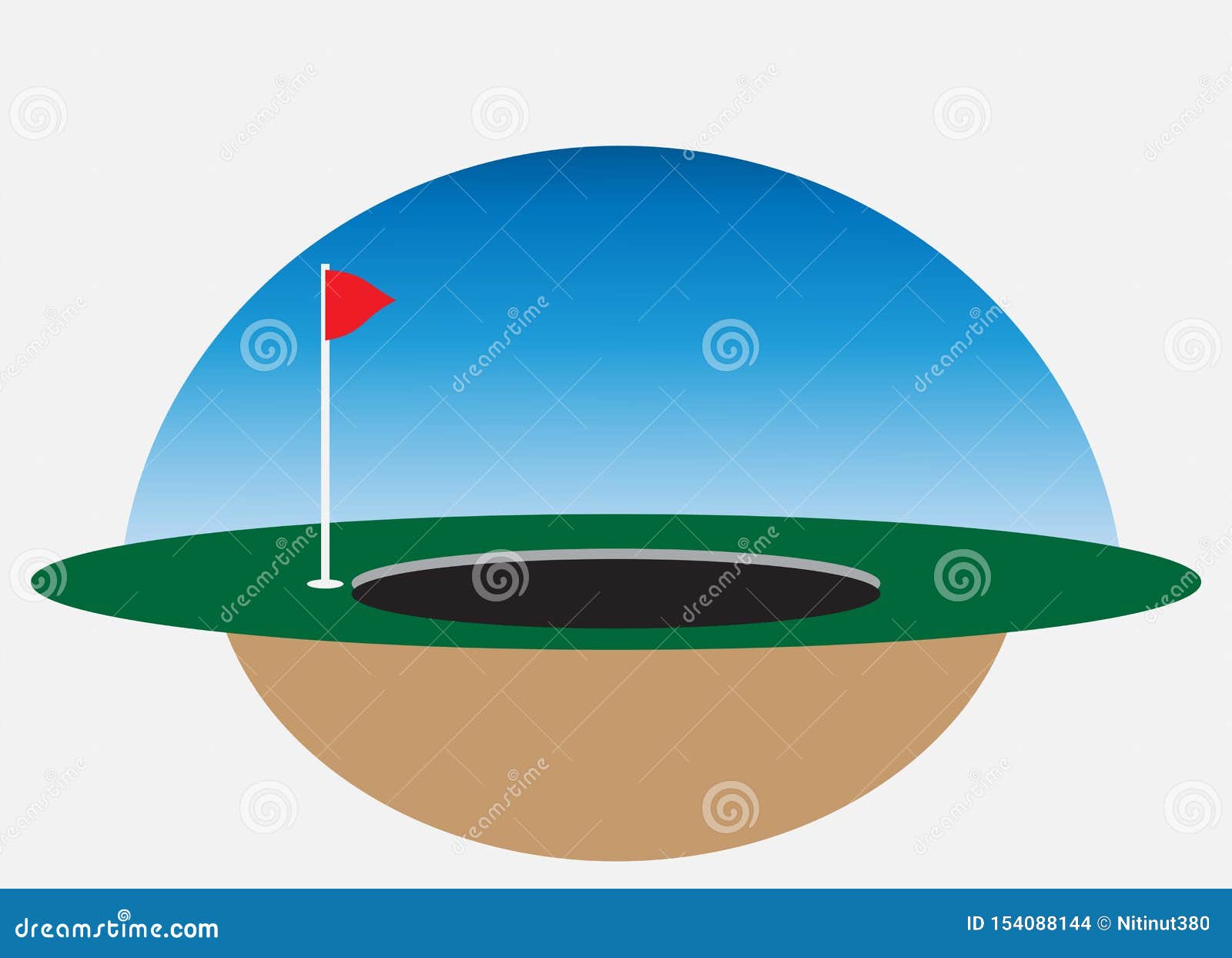 Golf Hole on Greenfield Vector Stock Illustration - Illustration of ...