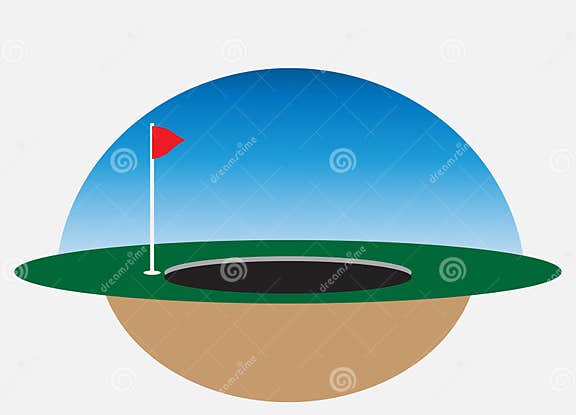 Golf Hole on Greenfield Vector Stock Illustration - Illustration of ...