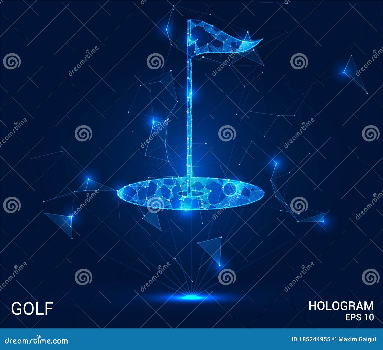 Golf Hologram: a Golf Hole Made Up of Polygons, Triangles, Points, and ...