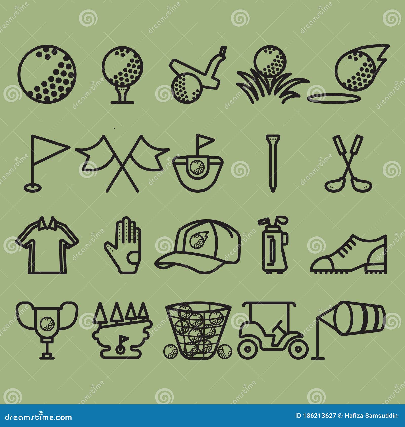 Golf Icon Collection. Vector Illustration Decorative Design Stock ...