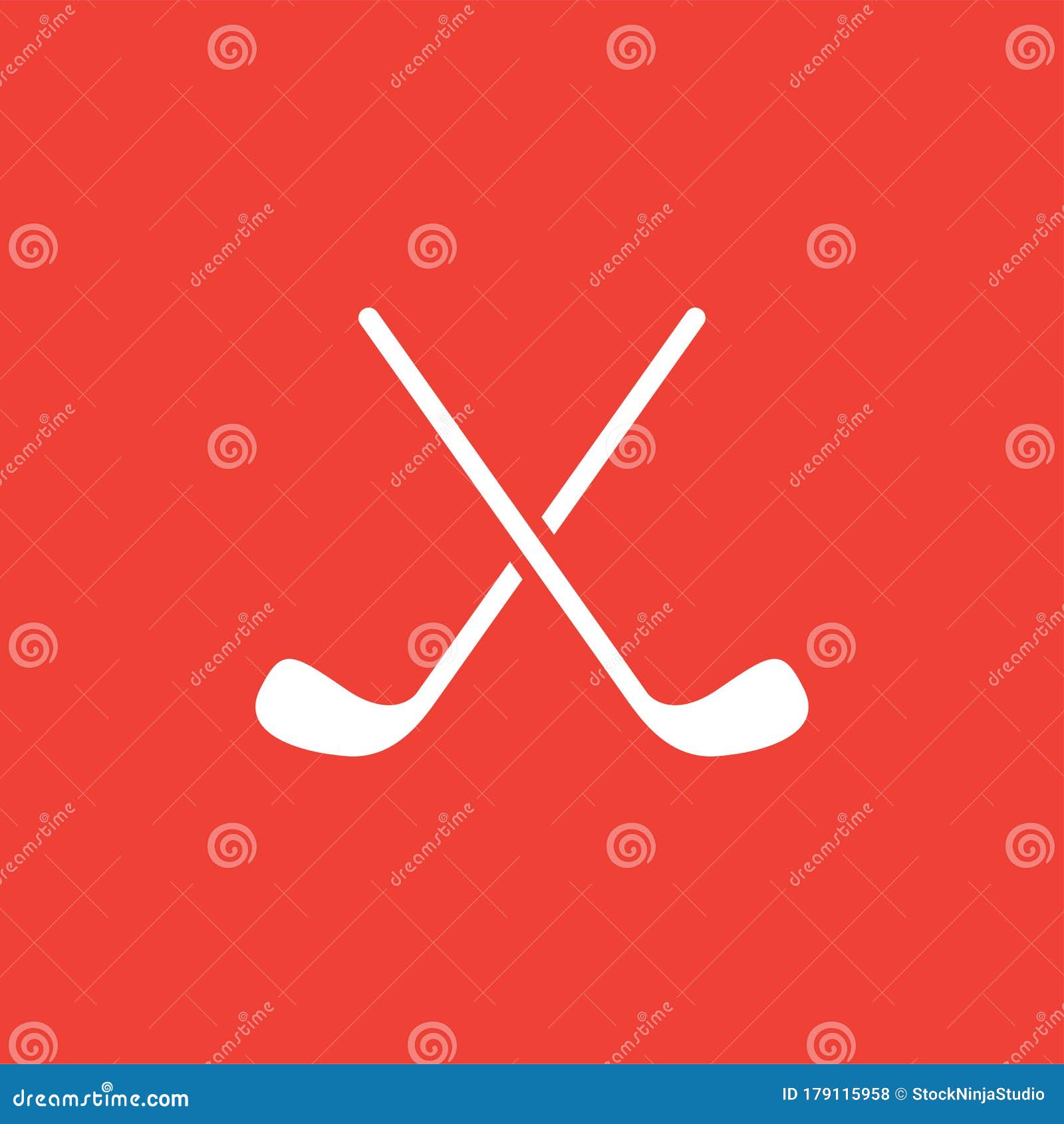 Golf Icon on Red Background. Red Flat Style Vector Illustration Stock ...