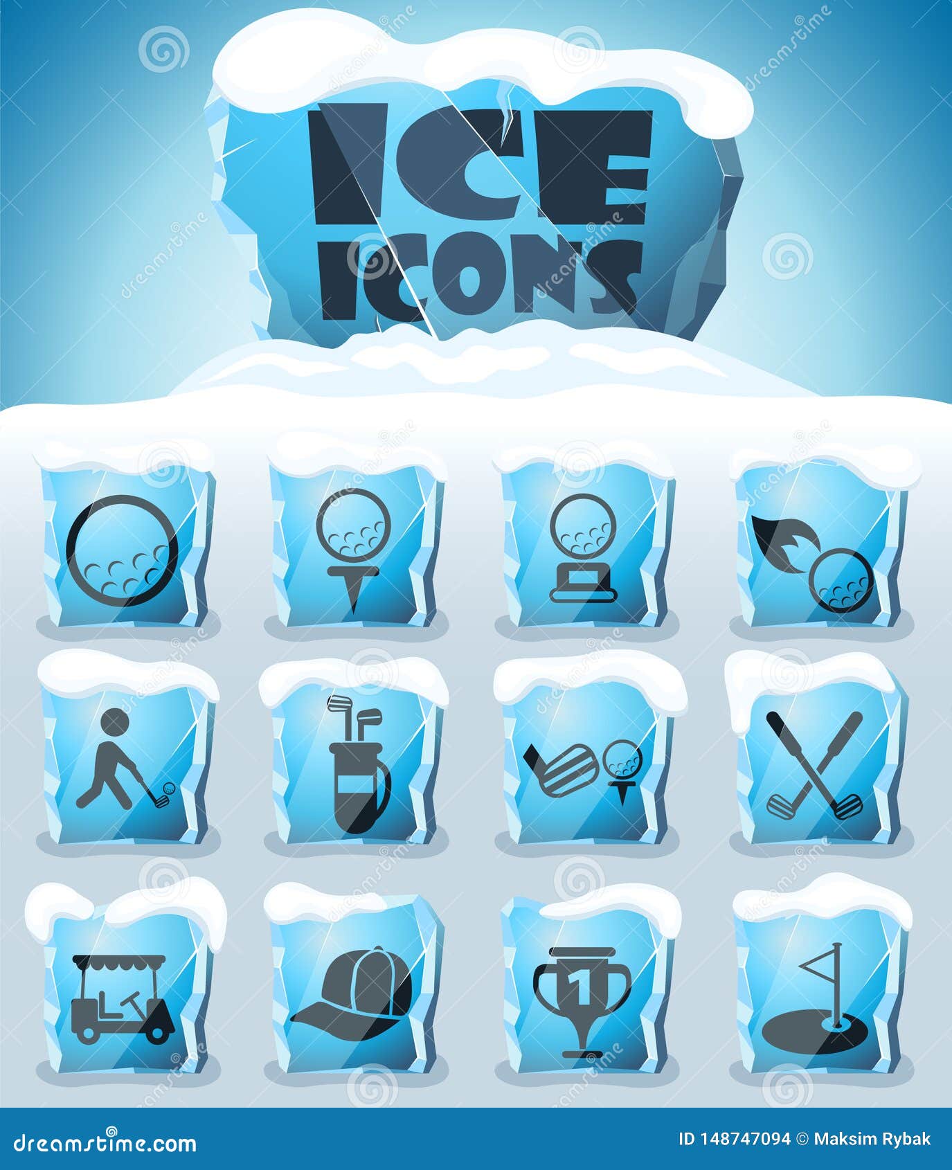 Golf icon set stock vector. Illustration of award, vector - 148747094